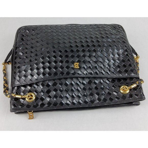 Bally | Bags | Bally Woven Leather Patent Braided Chain Strap Shoulder ...